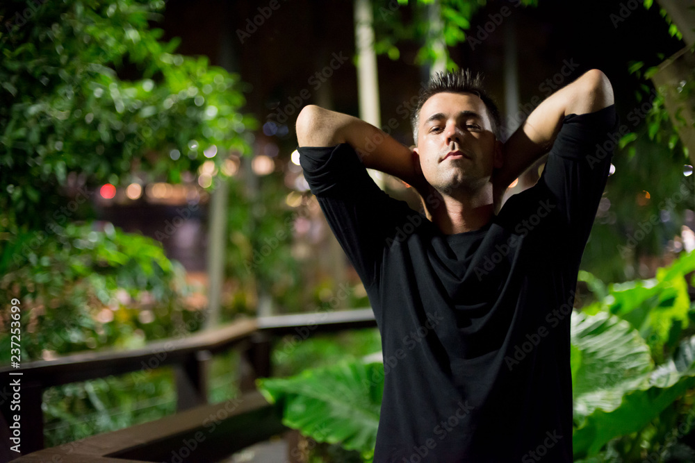 Australian man poses for picture in Brisbane, Australia. Brisbane is ...