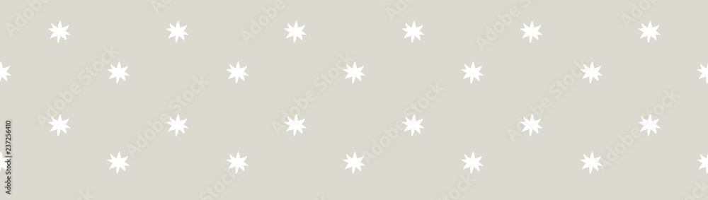 Pretty horizontal seamless border of hand drawn white stars on a warm ...