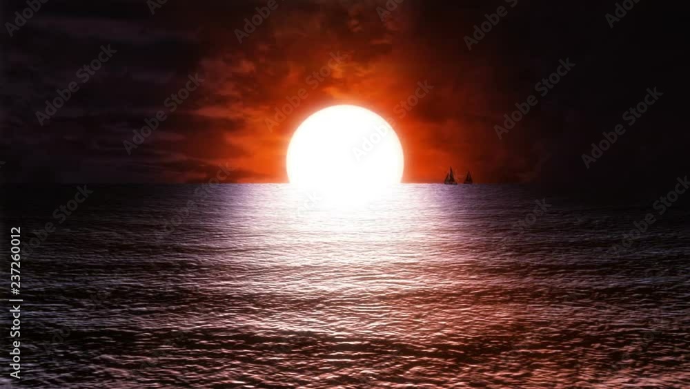 Sea Sunset - 60fps Stylized Meditative Video Background Loop // A ...