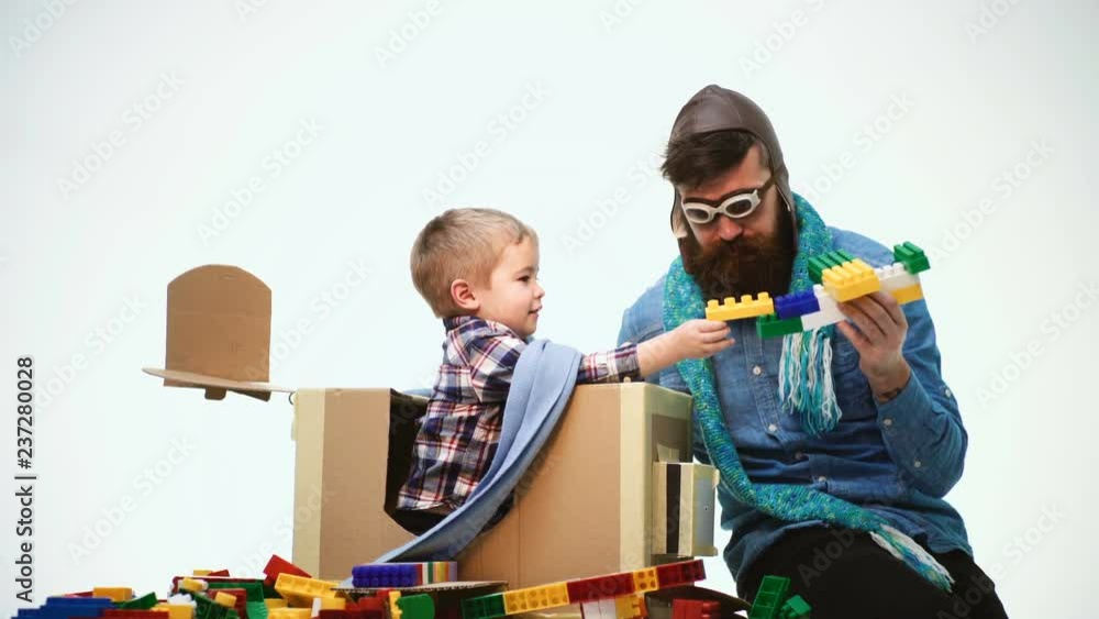 Vidéo Stock Little children playing and dreaming of becoming a pilots ...