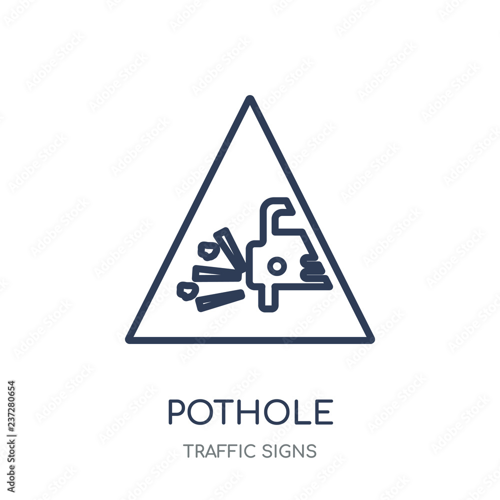 Pothole sign icon. Pothole sign linear symbol design from Traffic signs ...