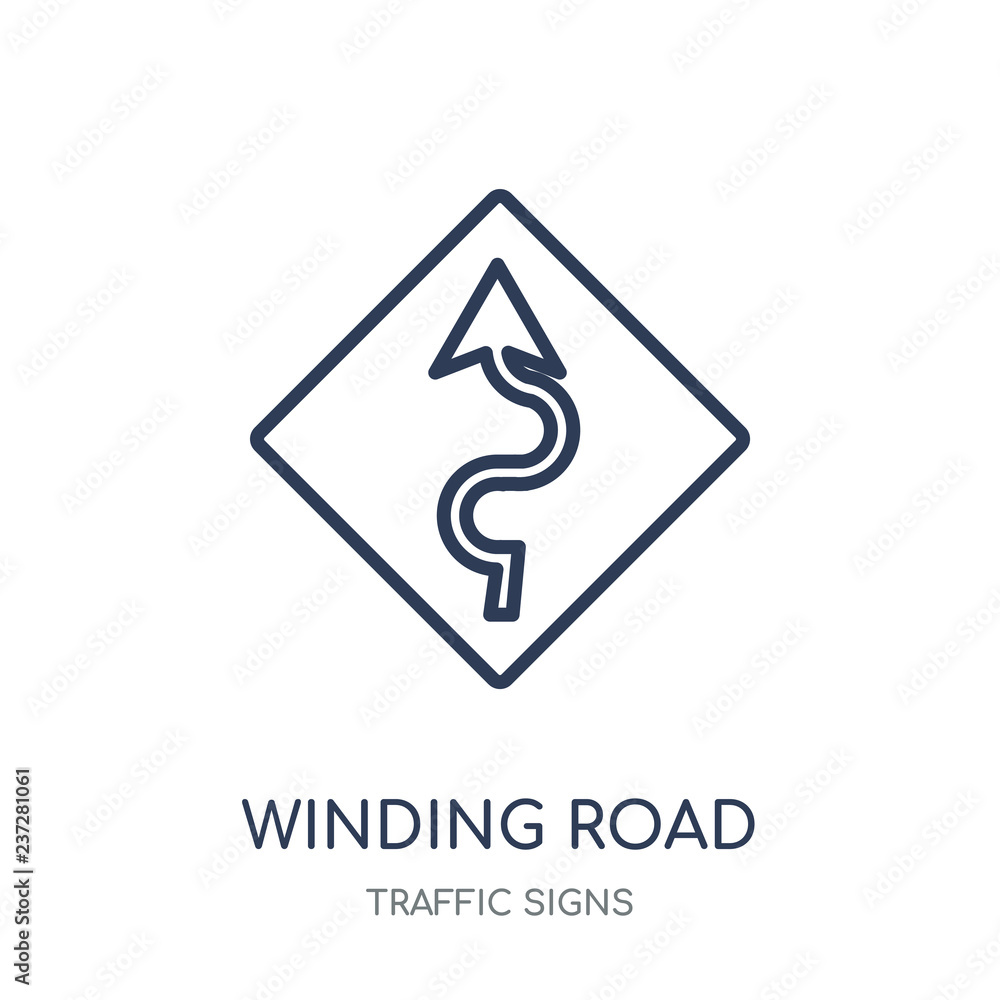 winding road sign icon. winding road sign linear symbol design from ...