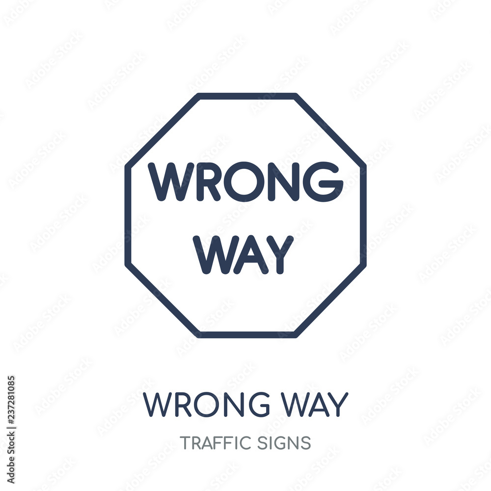 Grafika wektorowa Stock: Wrong Way sign icon. Wrong Way sign linear ...