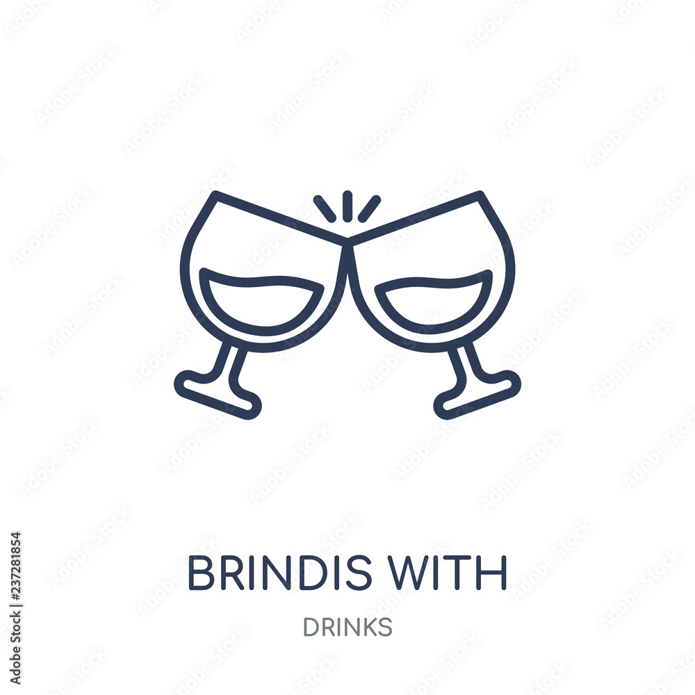 Brindis with wine glasses icon. Brindis with wine glasses linear symbol ...