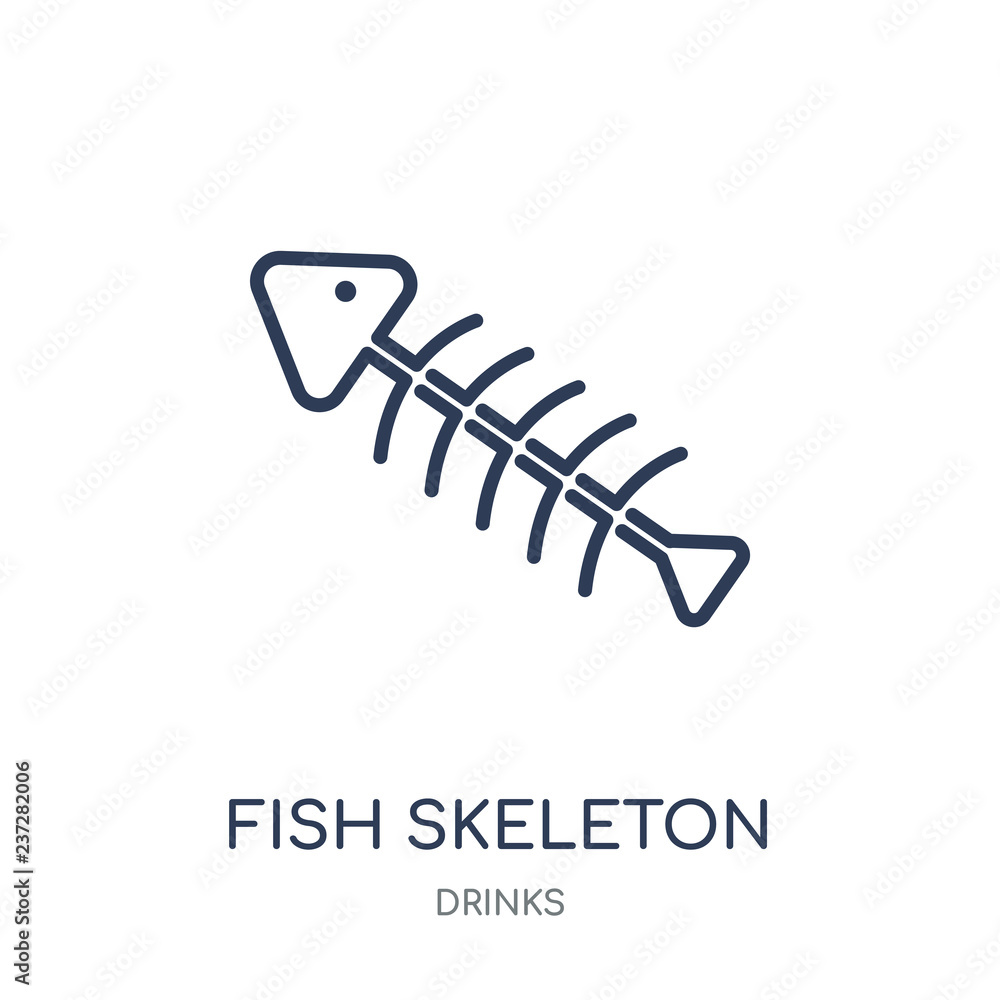 Fish skeleton icon. Fish skeleton linear symbol design from drinks ...