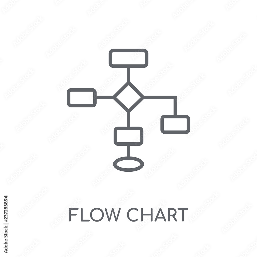 Flow chart linear icon. Modern outline Flow chart logo concept on white ...