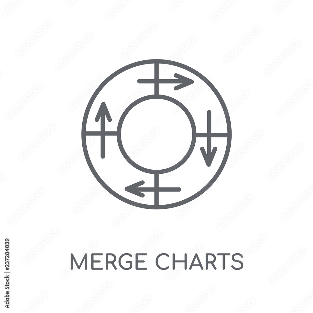 Merge charts linear icon. Modern outline Merge charts logo concept on white background from ...