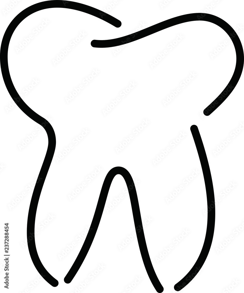 Simple Line drawing of tooth Stock Vector | Adobe Stock