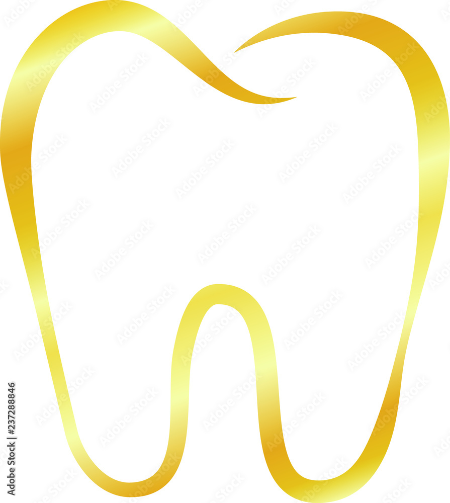 Gold Line drawing of tooth Stock Vector | Adobe Stock