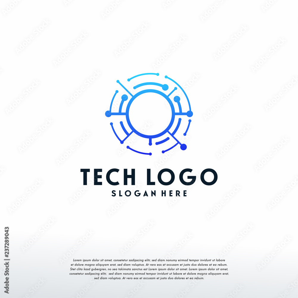 Circle Technology Wire logo template, Pixel Circle logo, Logo symbol ...