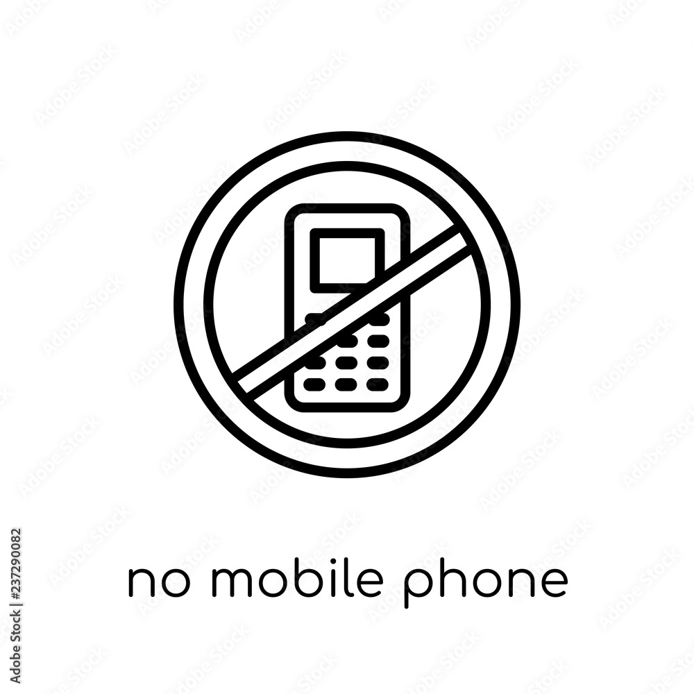 No mobile phone sign icon. Trendy modern flat linear vector No mobile ...