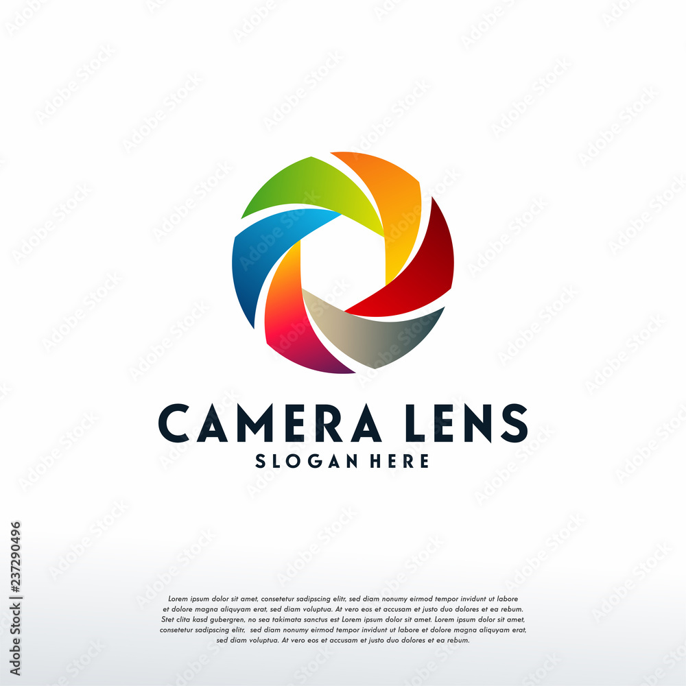 Colorful Lens logo designs template, Modern Lens Photography symbol ...