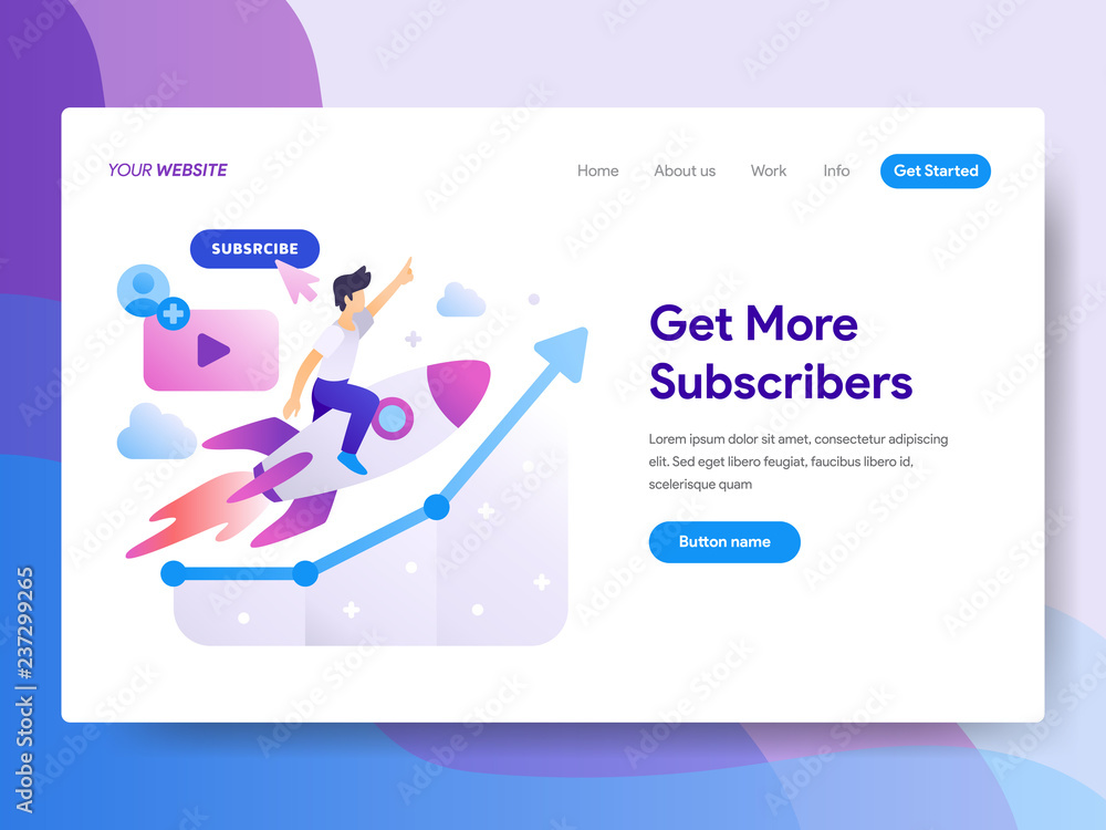Landing page template of Get more Subscriber Concept. Modern flat ...