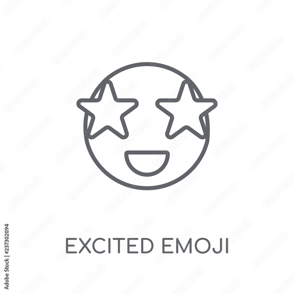 Vecteur Stock Excited emoji linear icon. Modern outline Excited emoji ...