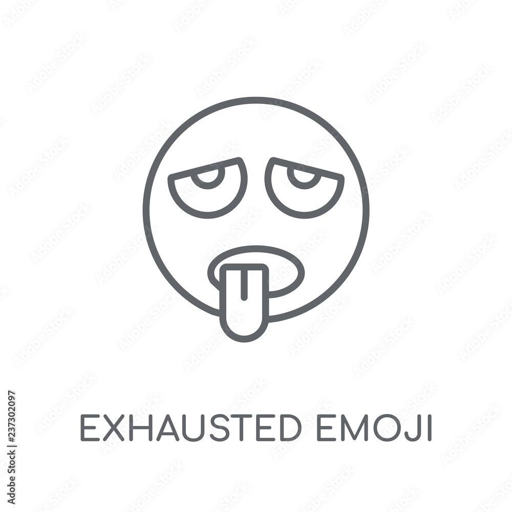 Exhausted emoji linear icon. Modern outline Exhausted emoji logo ...