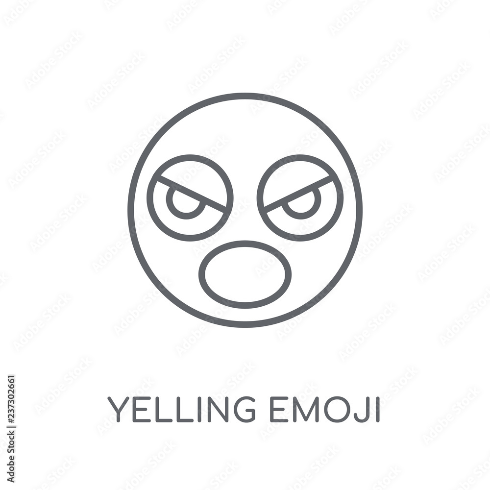 Yelling emoji linear icon. Modern outline Yelling emoji logo concept on ...