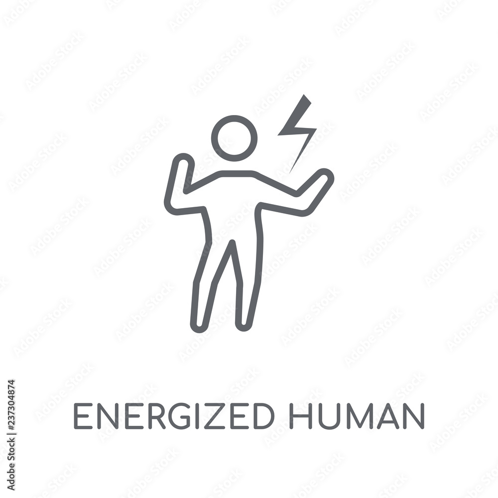 energized human linear icon. Modern outline energized human logo ...