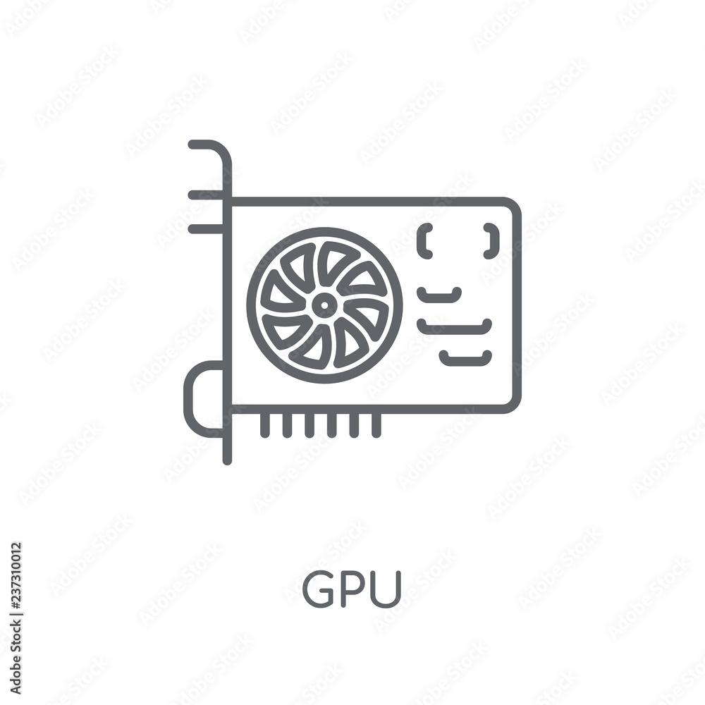 Gpu linear icon. Modern outline Gpu logo concept on white background ...