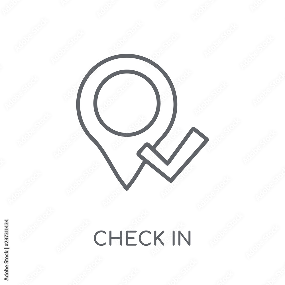 Check in linear icon. Modern outline Check in logo concept on white ...