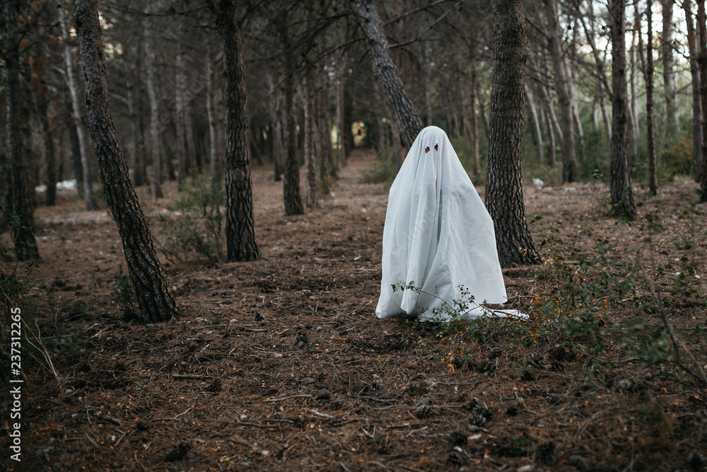 Spooky ghost in forest. Stock Photo | Adobe Stock