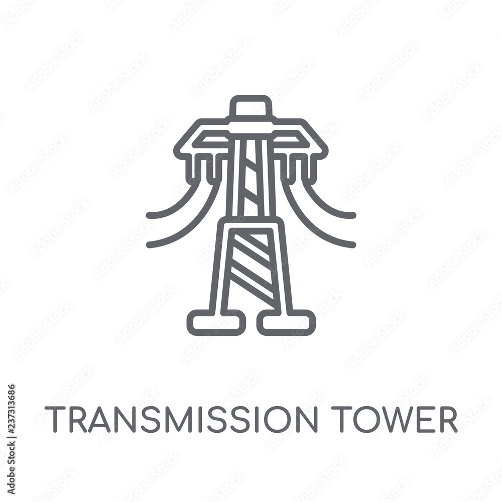 Transmission tower linear icon. Modern outline Transmission tower logo ...