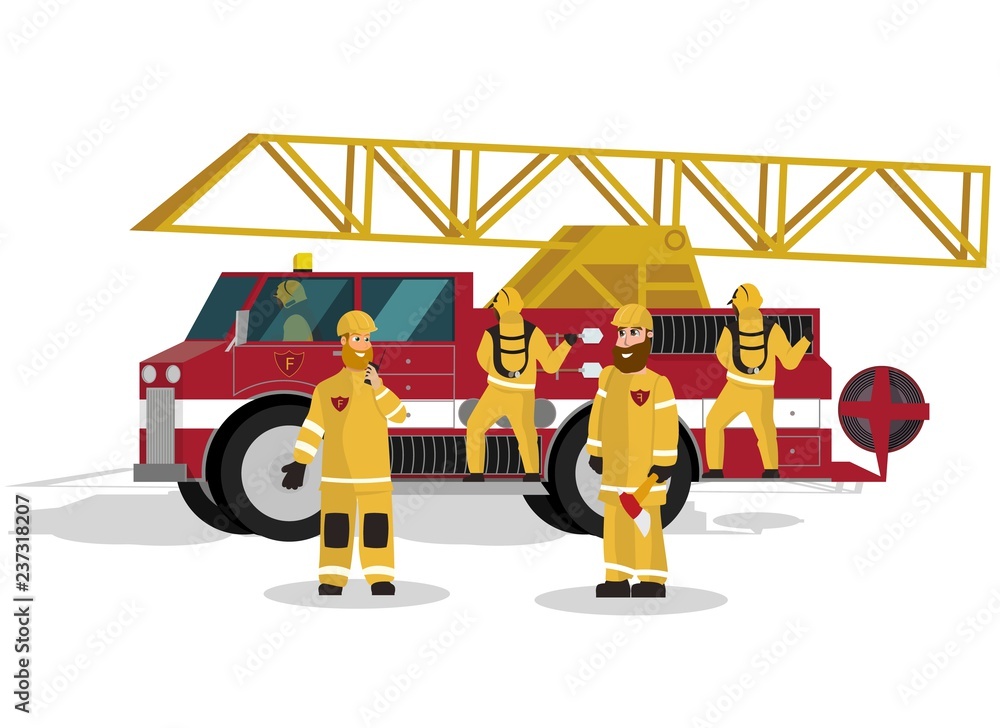 Vector Illustration Cartoon Fire Extinguishing Stock Vector | Adobe Stock