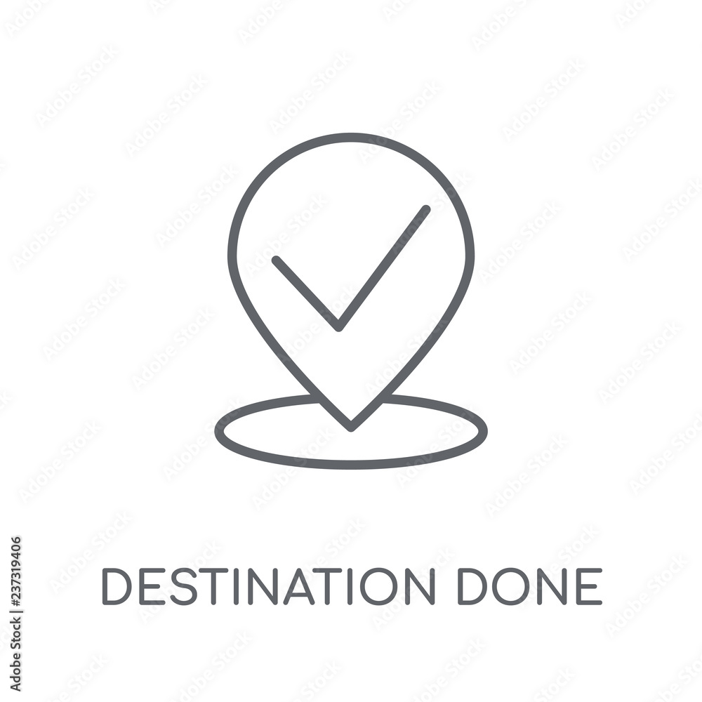 Destination done linear icon. Modern outline Destination done logo ...