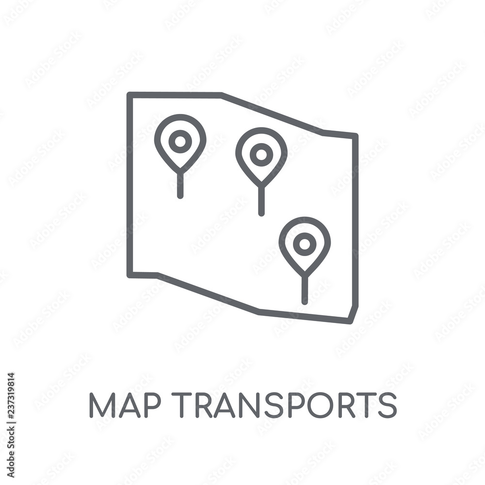Map Transports linear icon. Modern outline Map Transports logo concept ...