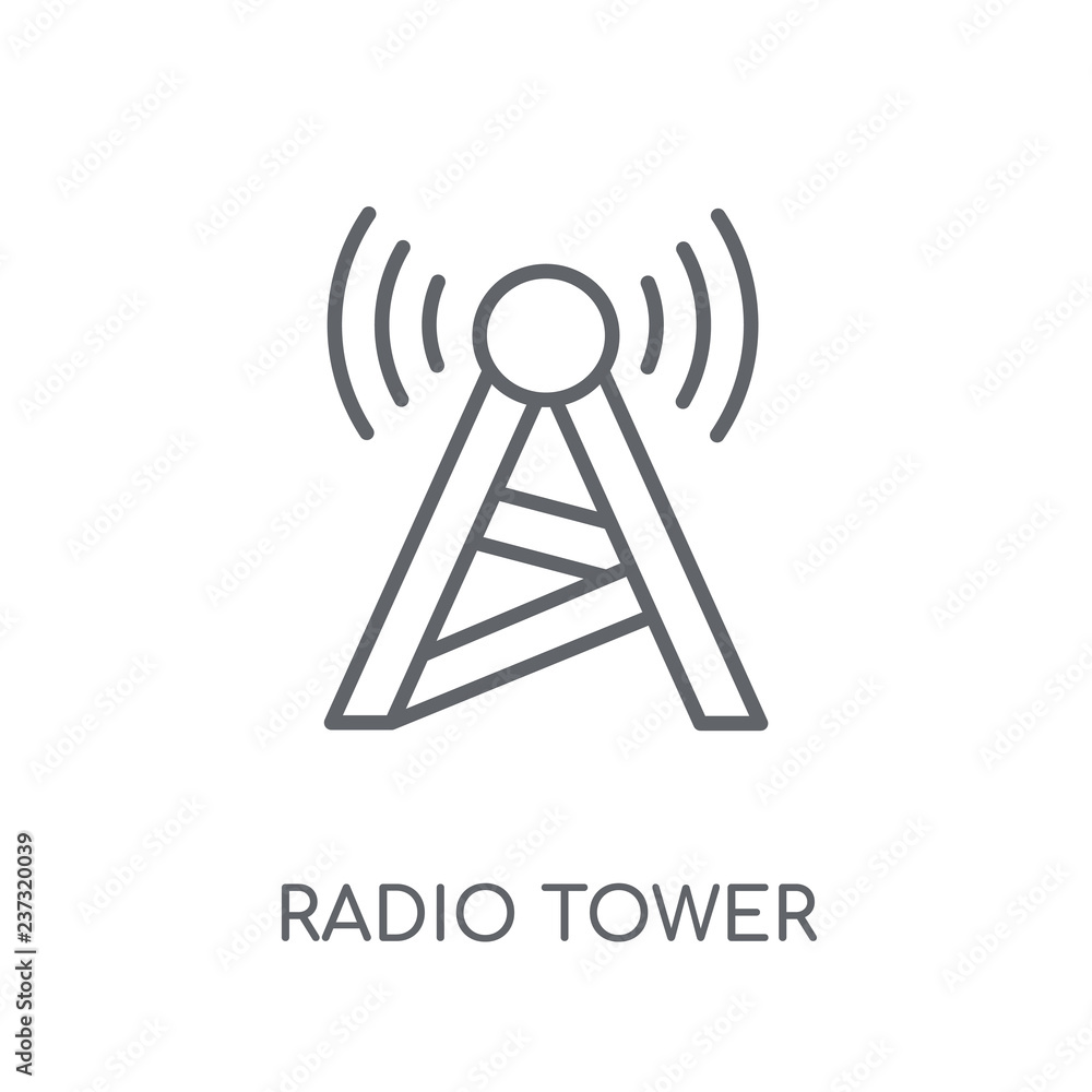 Radio tower linear icon. Modern outline Radio tower logo concept on ...