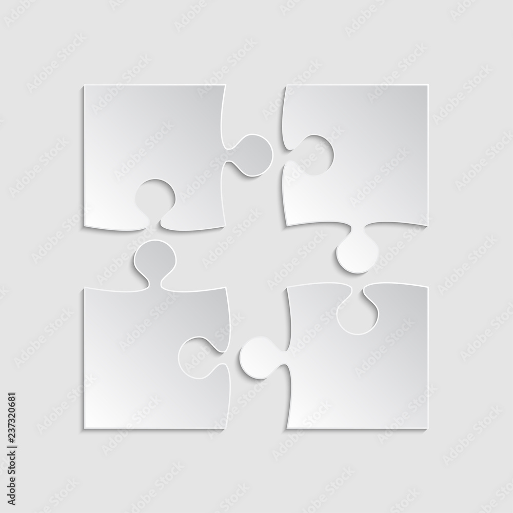 Puzzle Piece Square Infographic Four Step Diagram. Stock Vector | Adobe ...