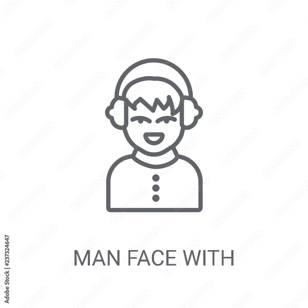 Man face with headphones icon. Trendy Man face with headphones logo ...