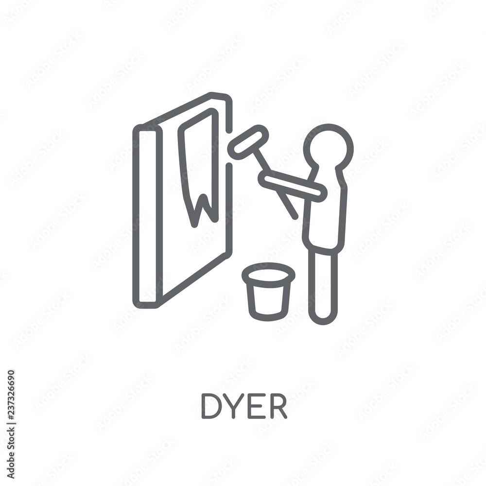 Dyer linear icon. Modern outline Dyer logo concept on white background ...