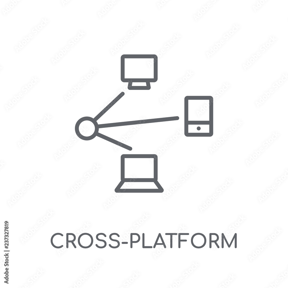 Cross-platform linear icon. Modern outline Cross-platform logo concept on white background from ...