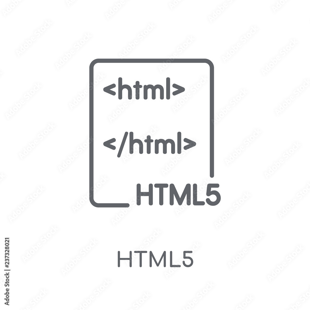 Html5 linear icon. Modern outline Html5 logo concept on white background from Programming ...