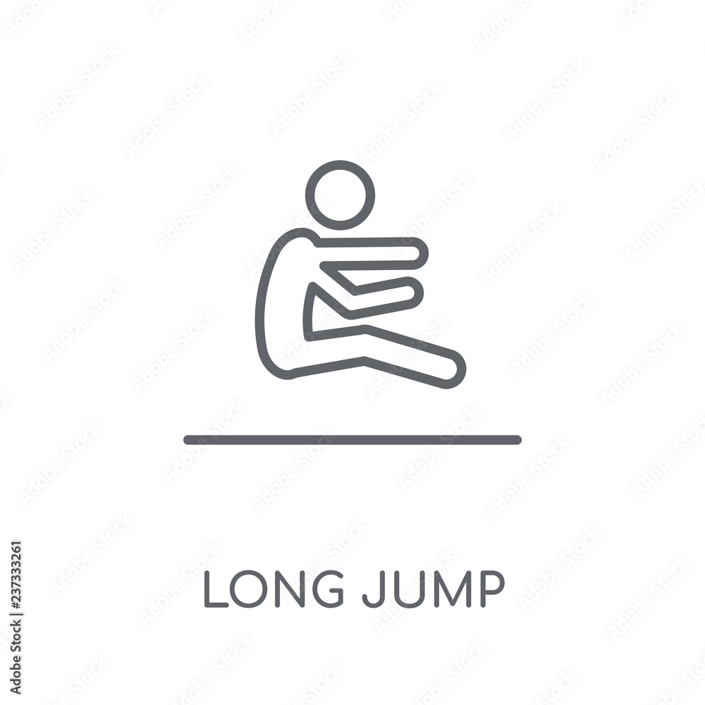 long jump linear icon. Modern outline long jump logo concept on white ...