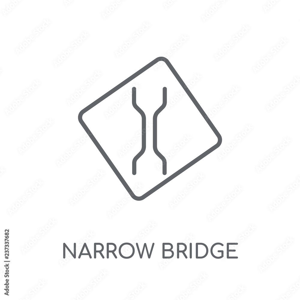 Narrow bridge sign linear icon. Modern outline Narrow bridge sign logo ...