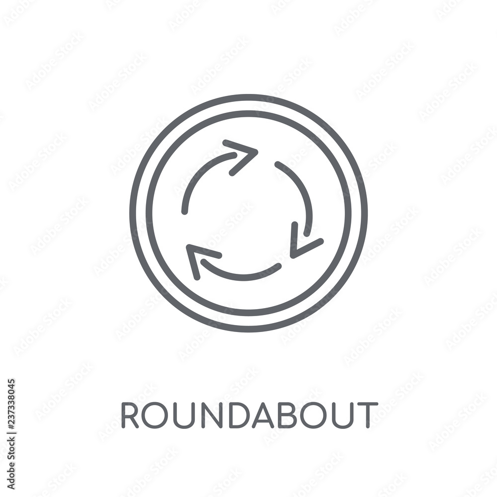 Roundabout sign linear icon. Modern outline Roundabout sign logo ...
