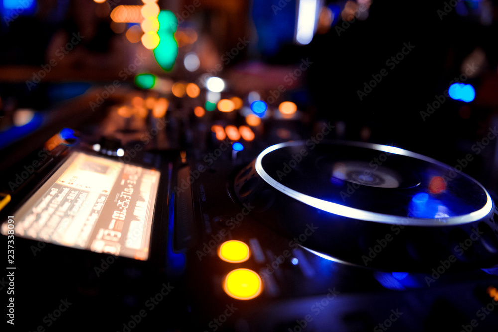 DJ sound equipment at nightclubs and music festivals, EDM, future house ...