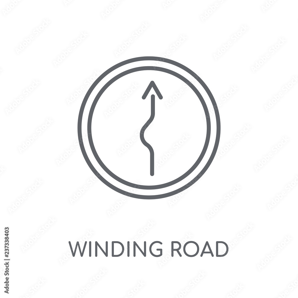 winding road sign linear icon. Modern outline winding road sign logo ...