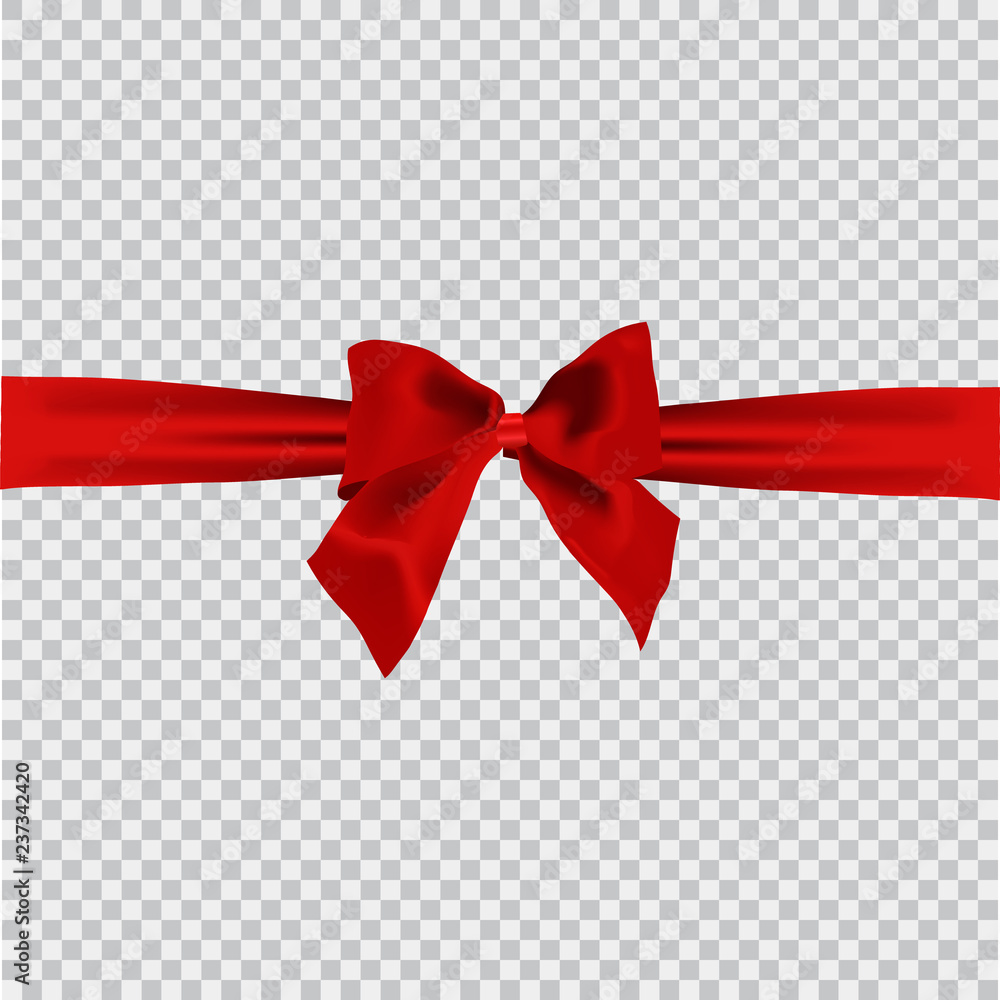 Realistic red bow and ribbon isolated on transparent background ...