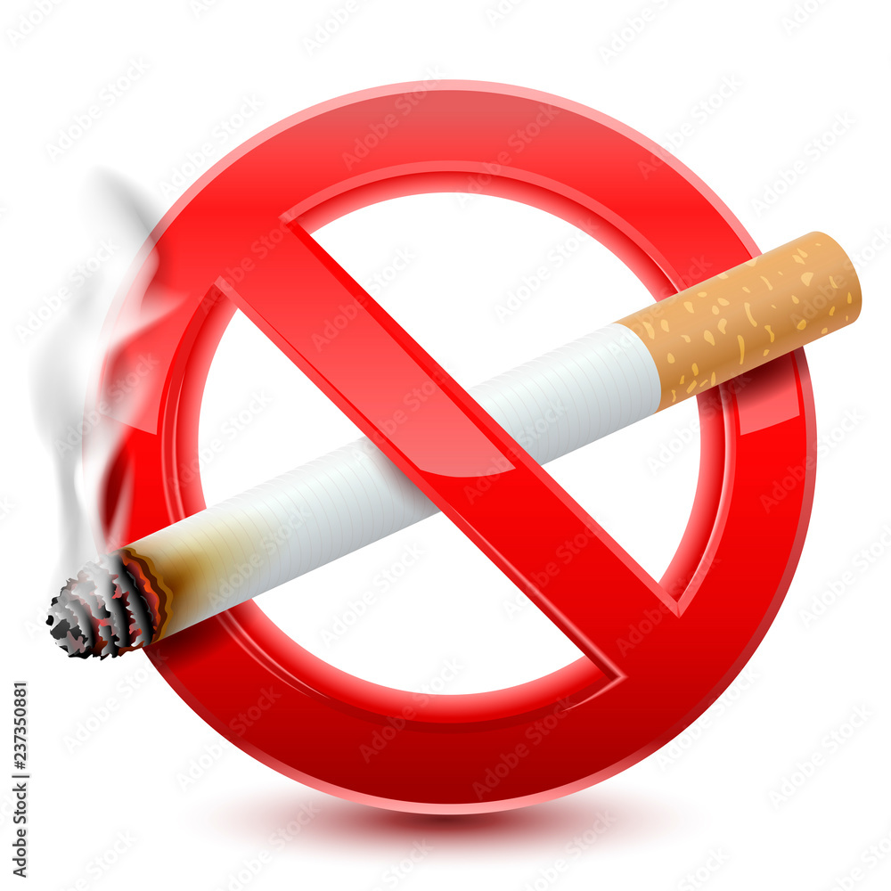 Forbidden no smoking red sign, isolated on white background. Vector ...