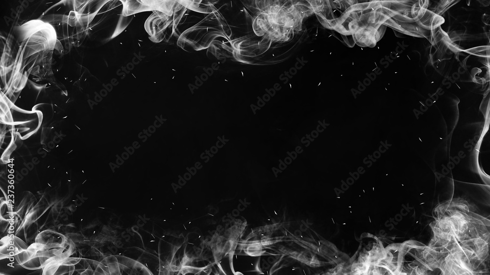 Frame white flame . Border smoke mist texture effect for film , text or ...