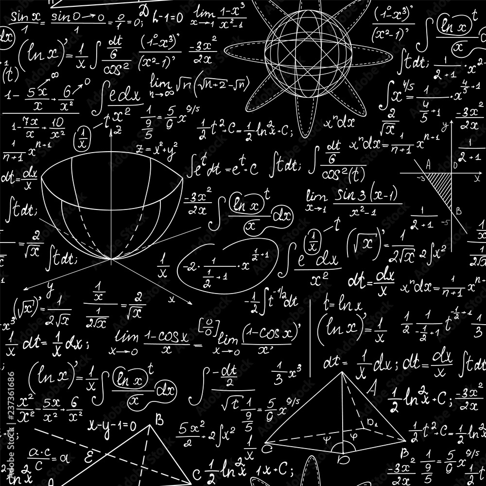 Mathematical vector seamless background with various algebra equations ... Mathematical vector seamless background with various algebra equations ...