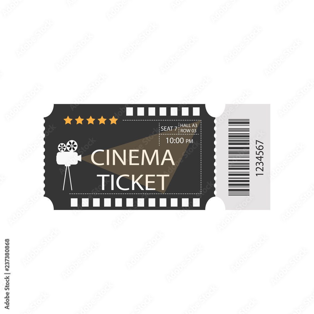The concept of a movie ticket. Cinema ticket, movie coupon, show ...