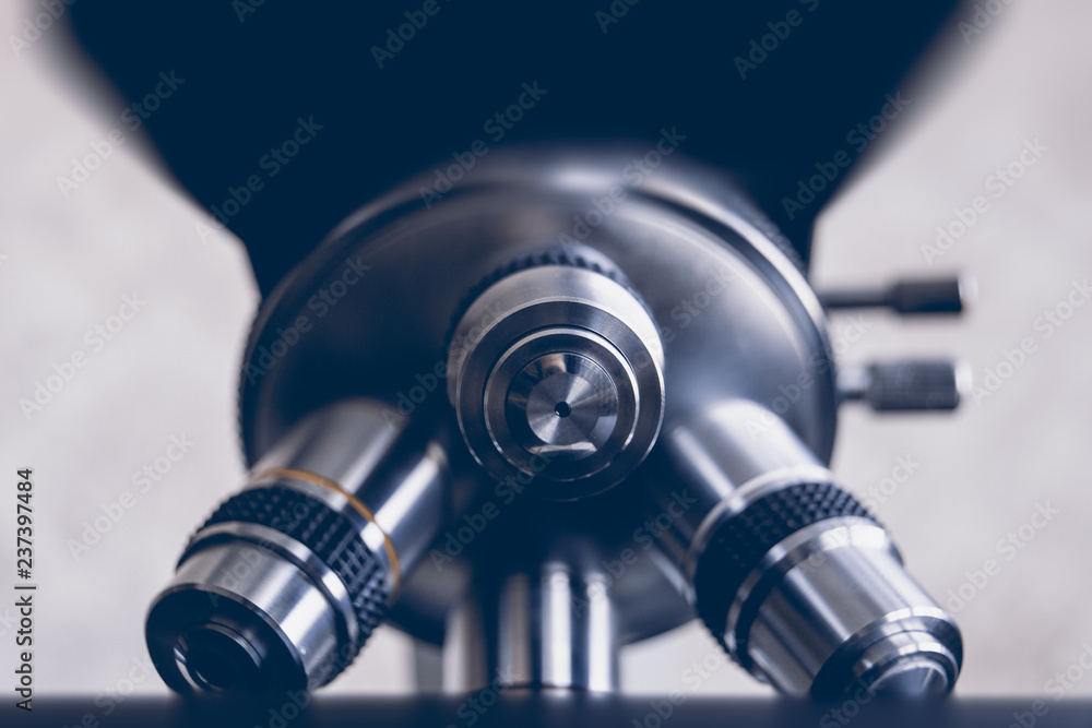 Optical microscope - science and laboratory equipment. Microscope is ...