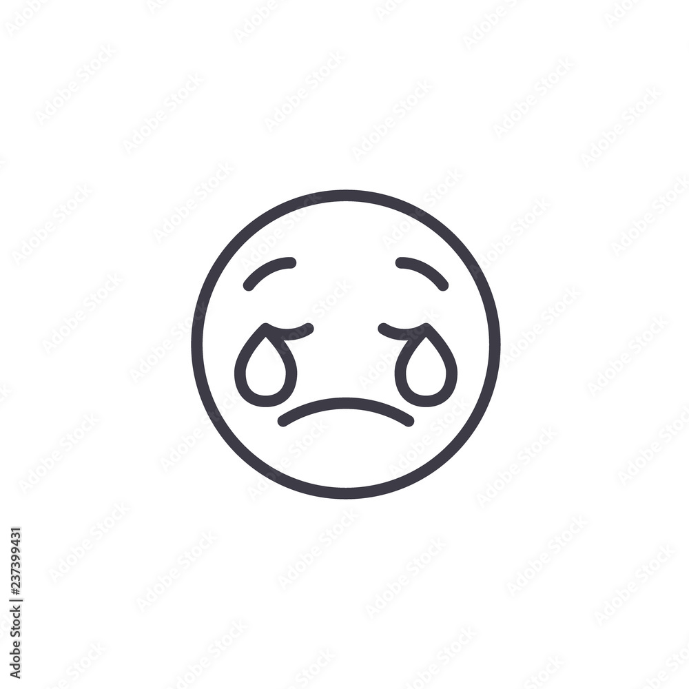 Weeping Emoji Emoji concept line editable vector concept icon. Weeping ...
