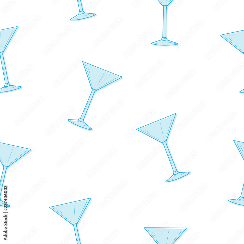 Seamless pattern with hand drawn glasses for cocktails Dry Martini ...
