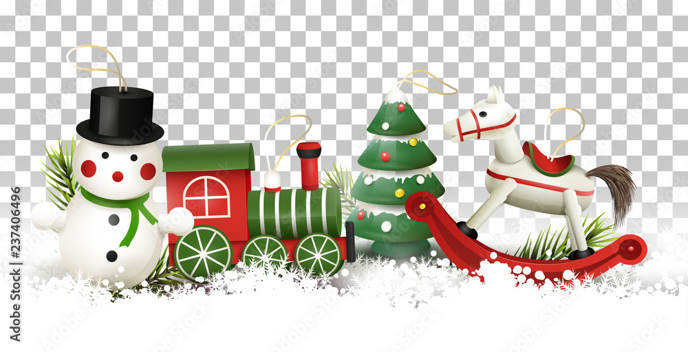Christmas border with wooden toys decorations Stock Vector | Adobe Stock