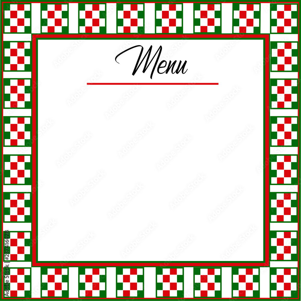 Italian background with red, green and white checkered border and white ...