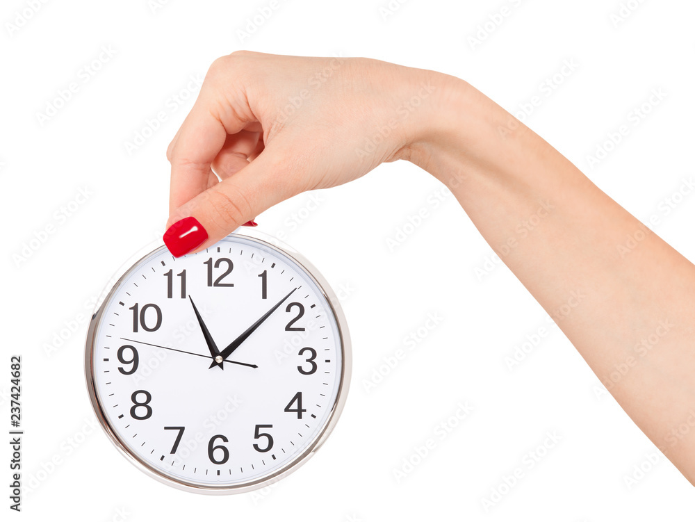 Human Hand Holding Clock Time. Schedule Alarm Clock Time Concept Stock ...